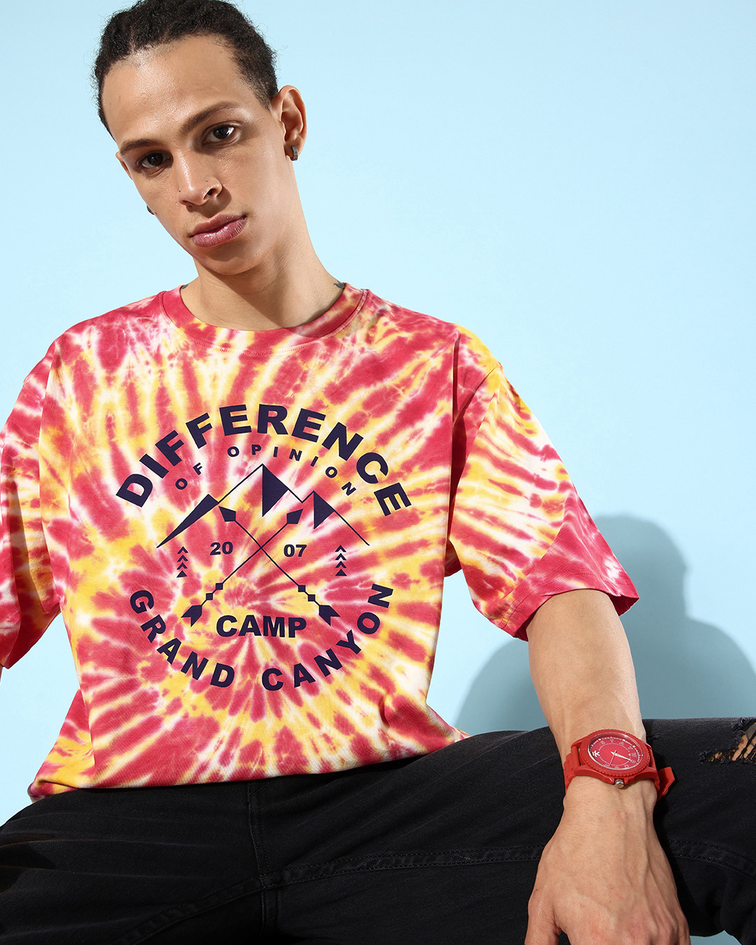Buy Mens Multicolor Tie And Dye Oversized T Shirt Online At Bewakoof
