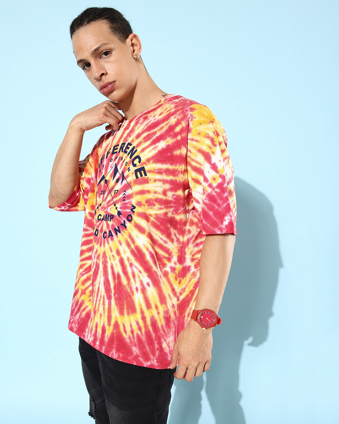 Buy Mens Multicolor Tie And Dye Oversized T Shirt For Men Multicolor