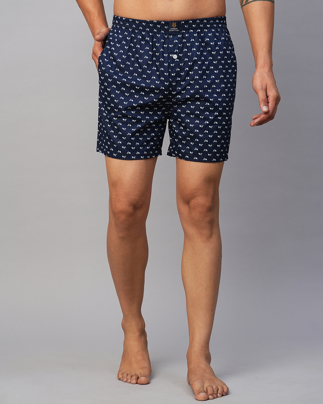 Buy Men's Navy Blue All Over Printed Boxers Online in India at Bewakoof