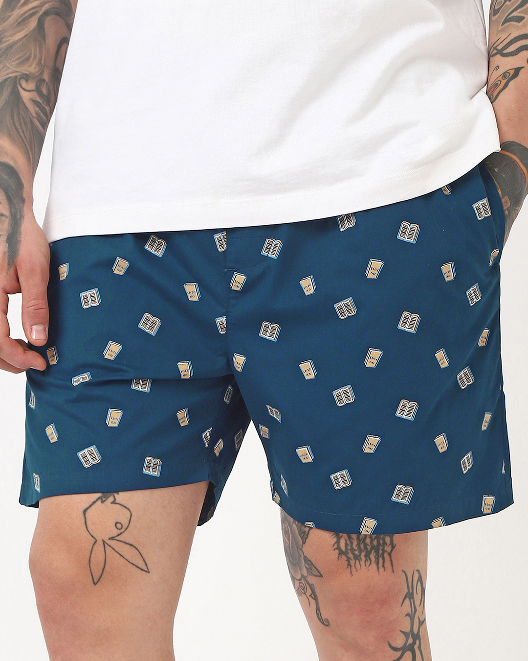 Buy Men's Navy Blue All Over Printed Boxers Online at Bewakoof