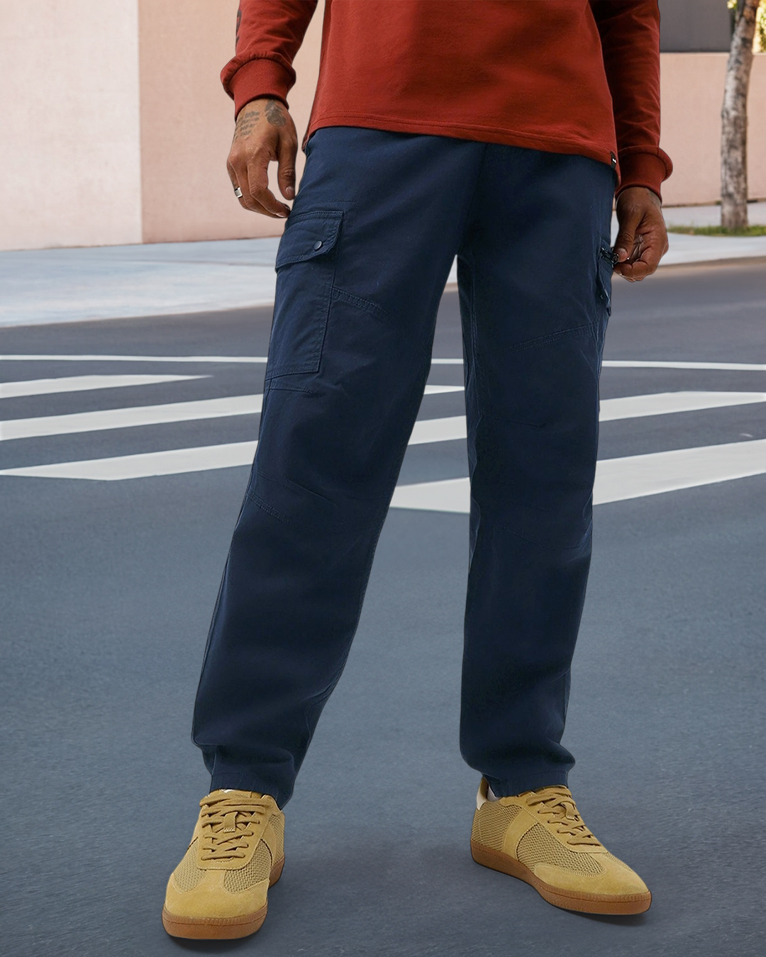 Buy Men's Navy Blue Baggy Oversized Cargo Pants Online at Bewakoof
