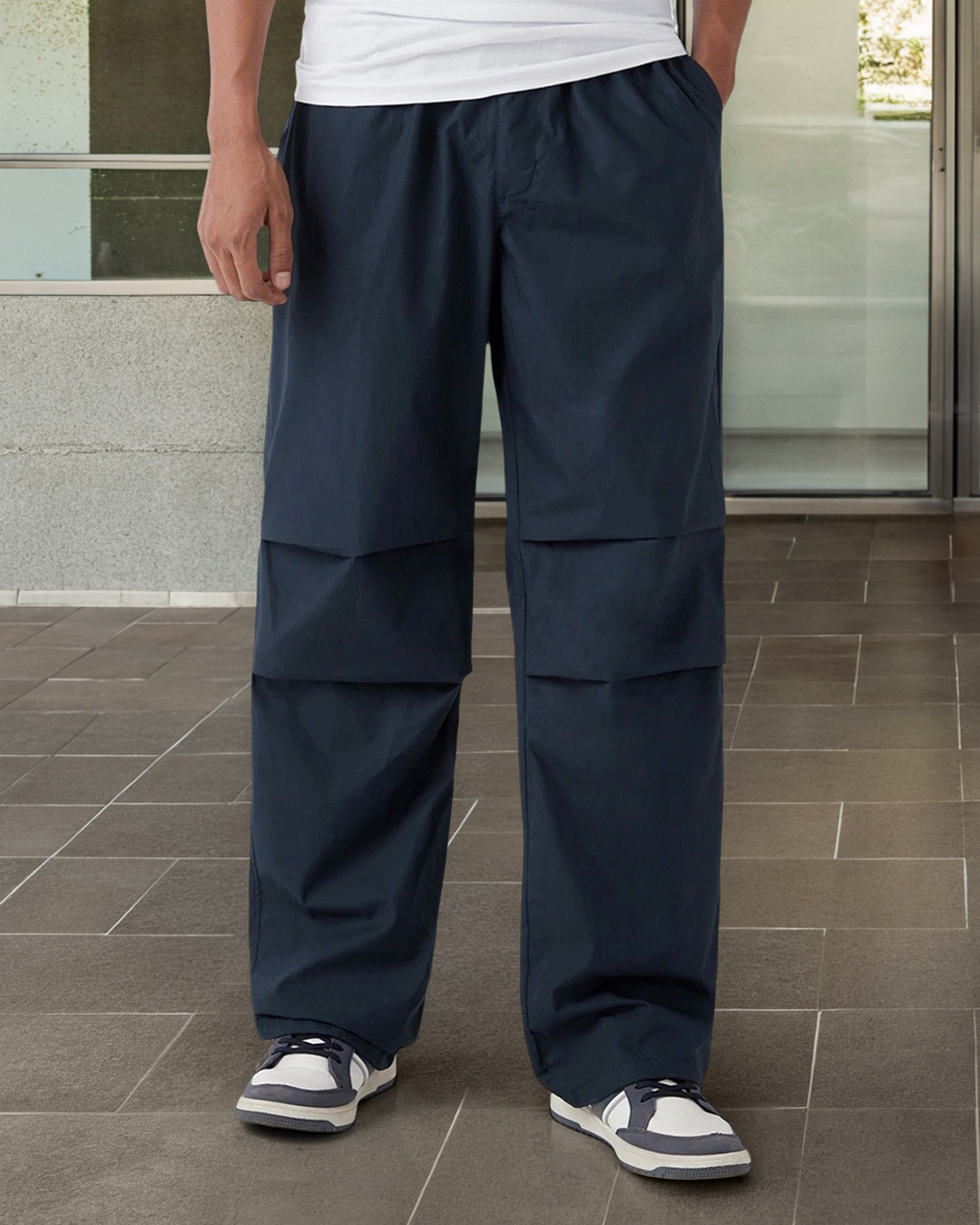 Buy Men's Navy Blue Baggy Oversized Parachute Pants Online at Bewakoof