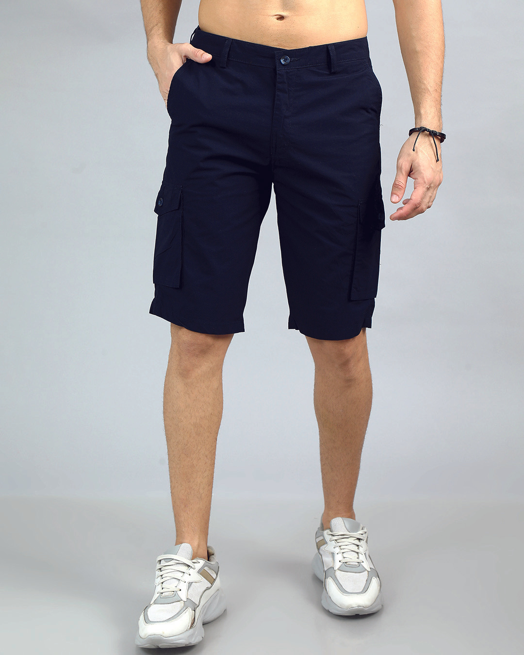 Buy Men's Navy Blue Cargo Shorts Online at Bewakoof