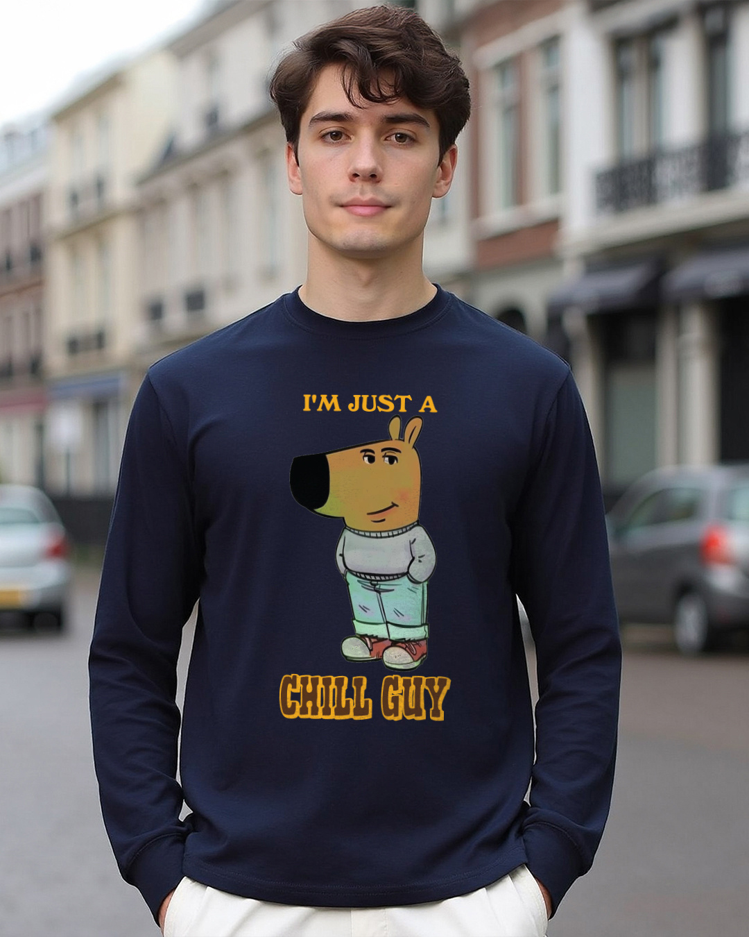 Buy Men's Navy Blue Chill Guy Graphic Printed Oversized T-shirt Online at Bewakoof