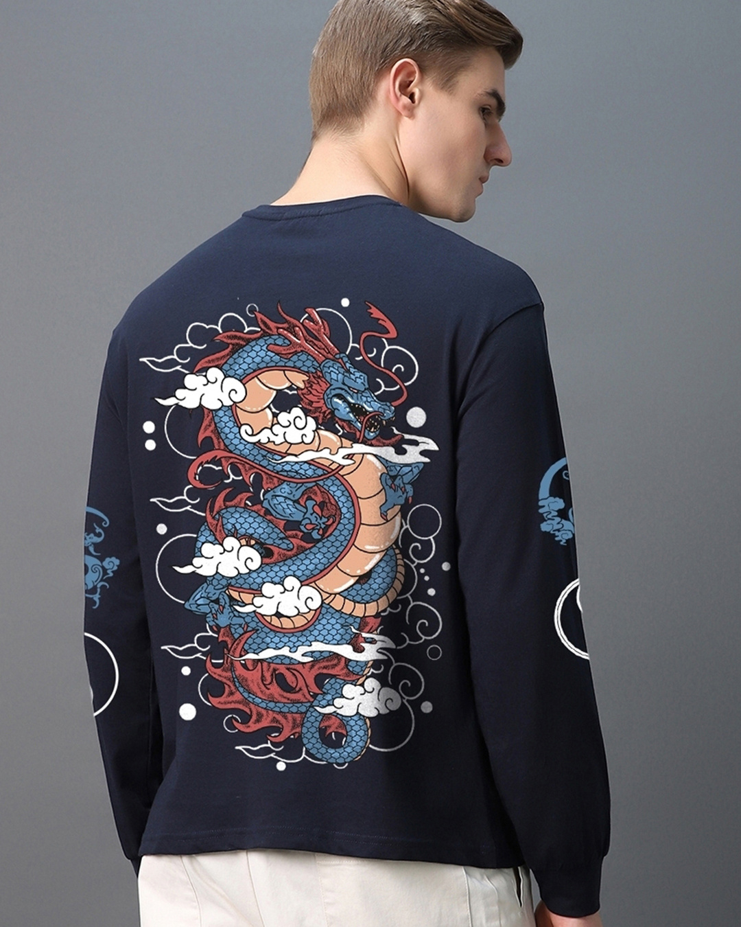 Buy Men's Navy Blue Free Spirit Graphic Printed Oversized T-shirt ...