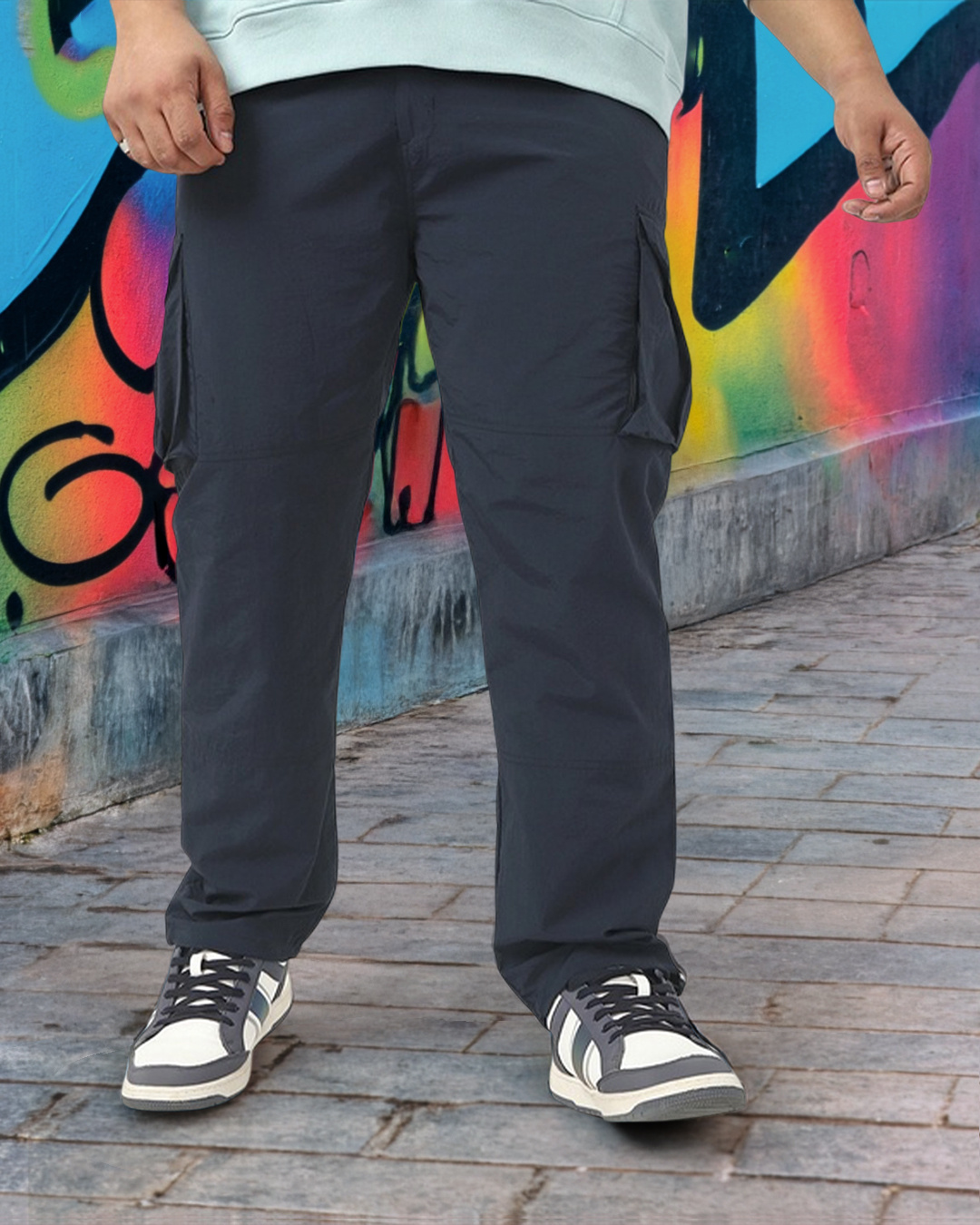 Buy Men's Navy Blue Plus Size Nylon Cargo Parachute Pants Online at ...