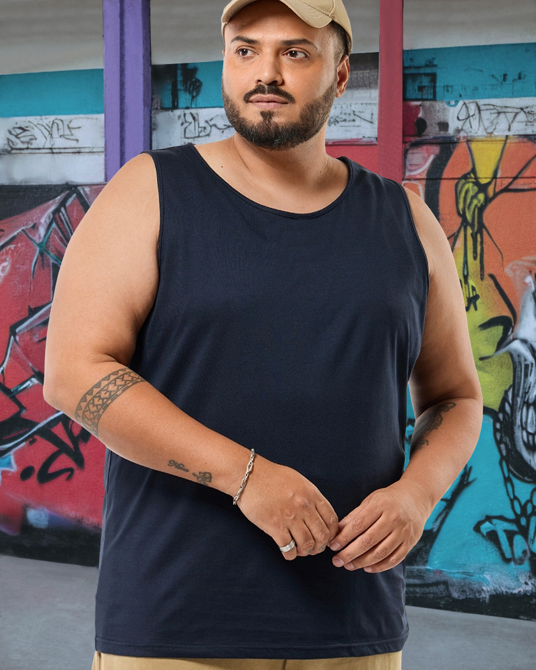 Buy Men's Navy Blue Plus Size Vest Online at Bewakoof