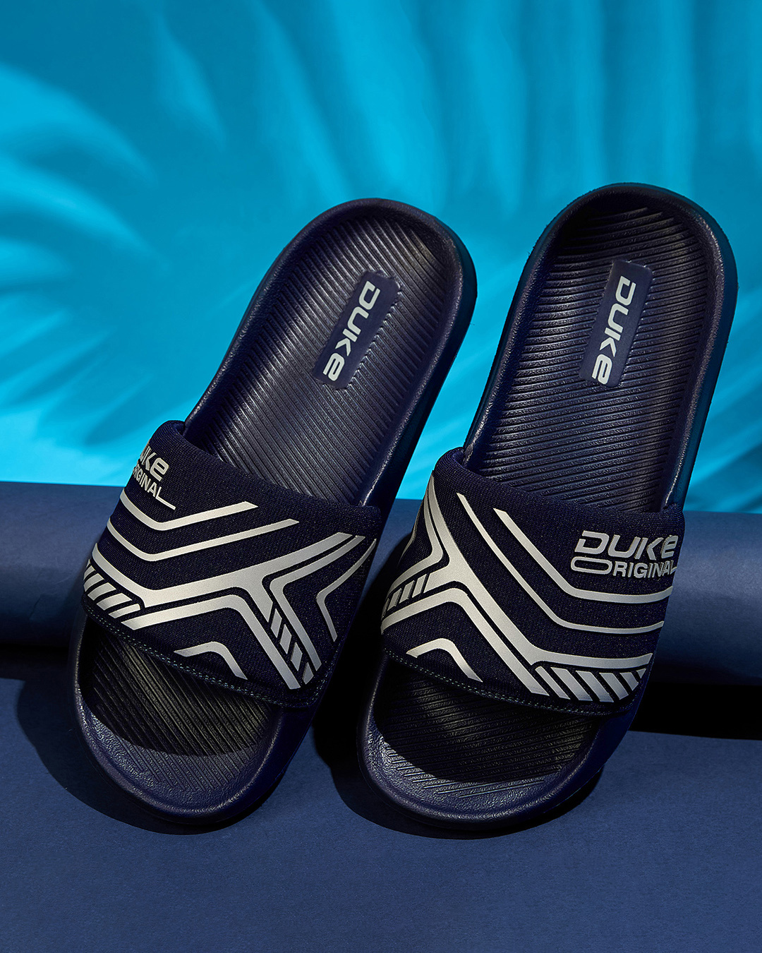 Buy Men's Navy Blue Printed Sliders Online in India at Bewakoof