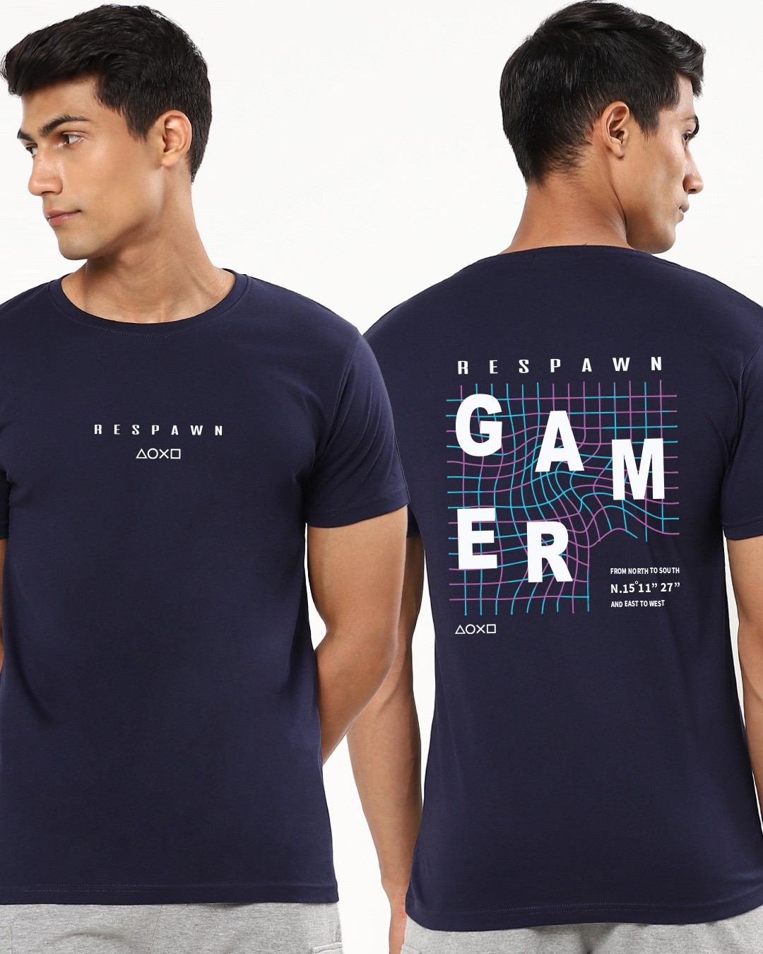Buy Men's Navy Blue Respawn Gamer Printed T-Shirt Online at Bewakoof