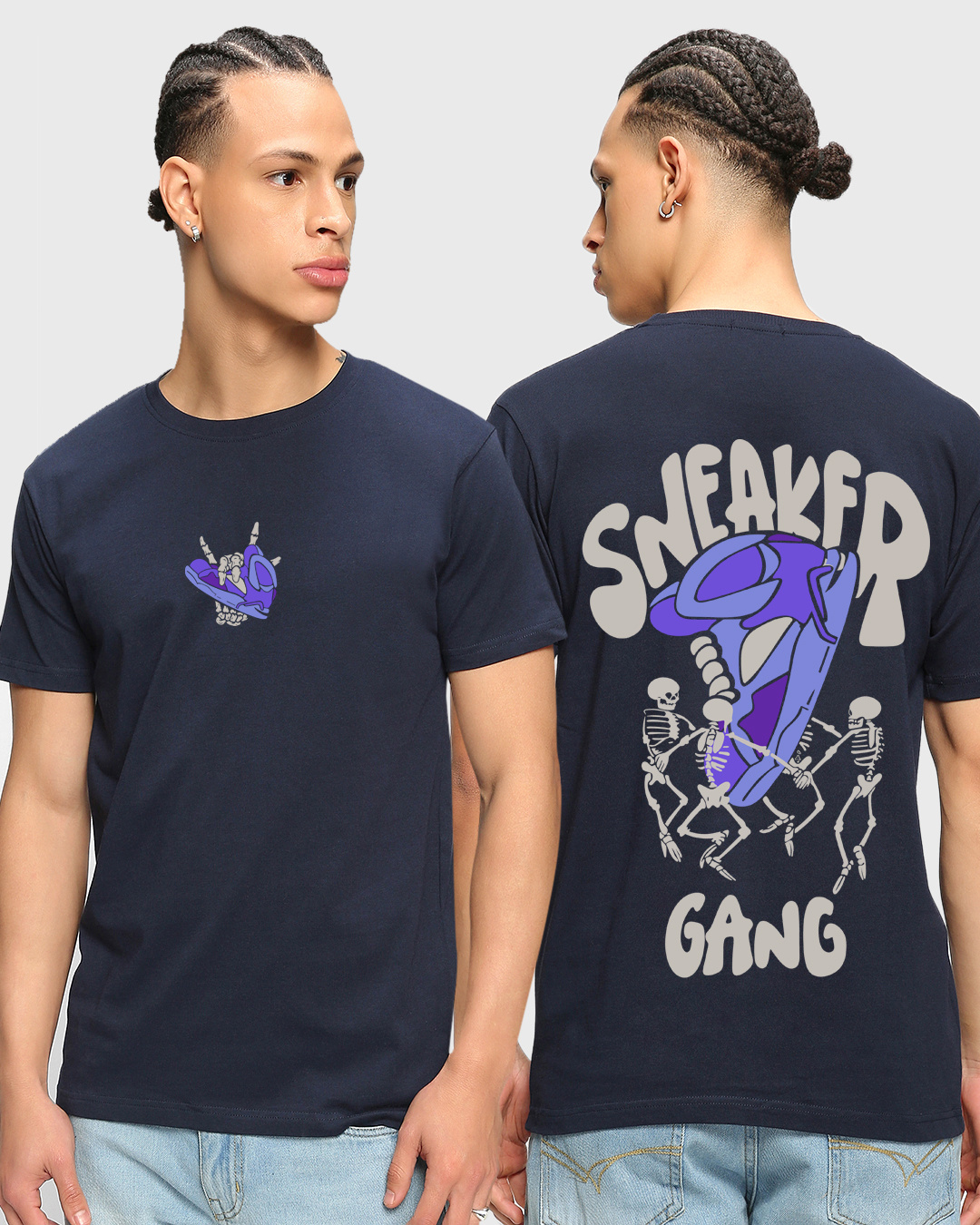 Buy Men's Navy Blue Sneaker Gang Graphic Printed T-shirt Online at Bewakoof