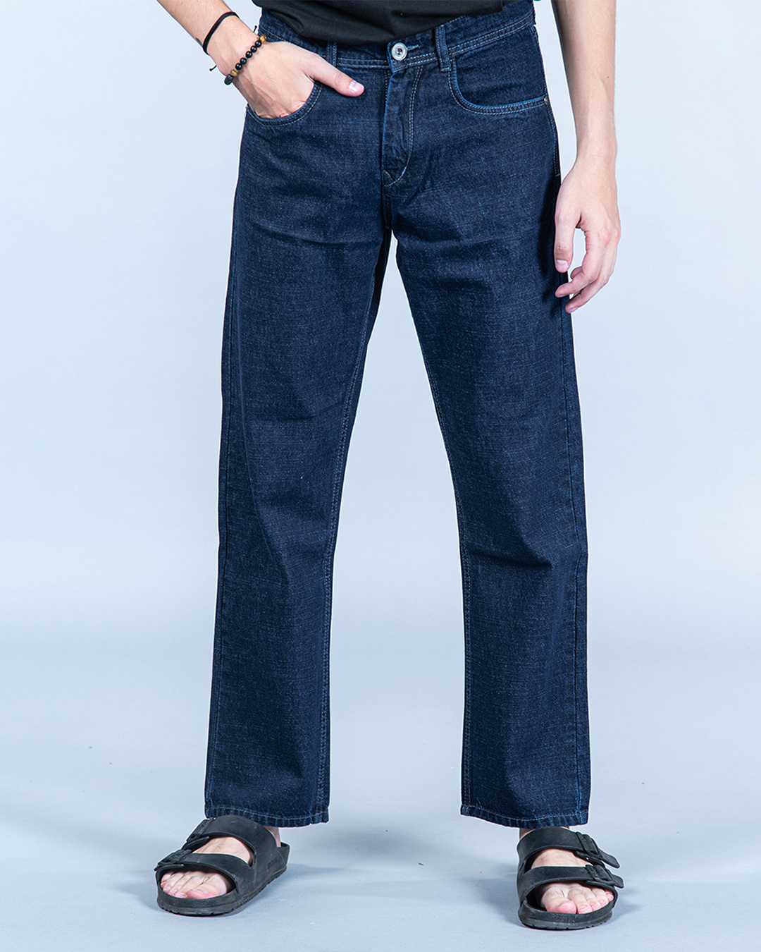 Buy Men's Navy Blue Straight Fit Jeans Online at Bewakoof