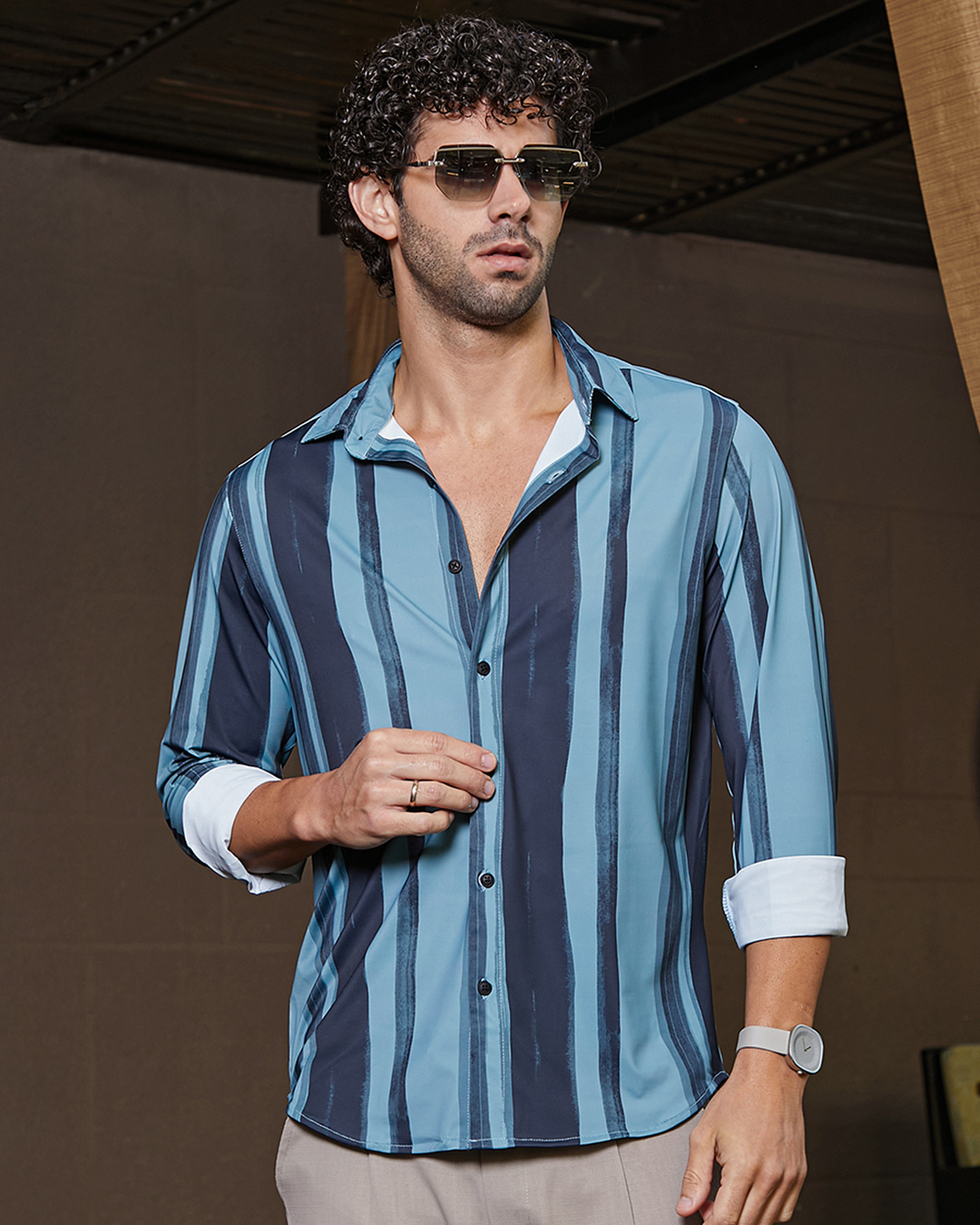 Buy Men's Navy Blue Striped Shirt Online at Bewakoof