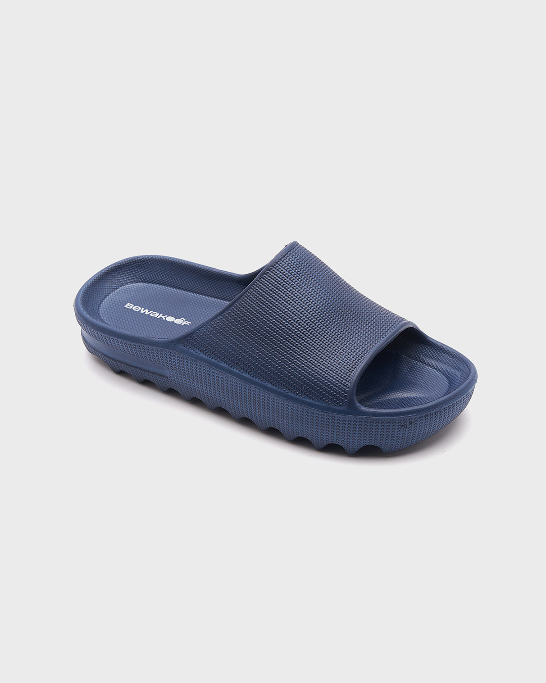 Buy Men's Navy Blue Zig Zag Sliders Online in India at Bewakoof