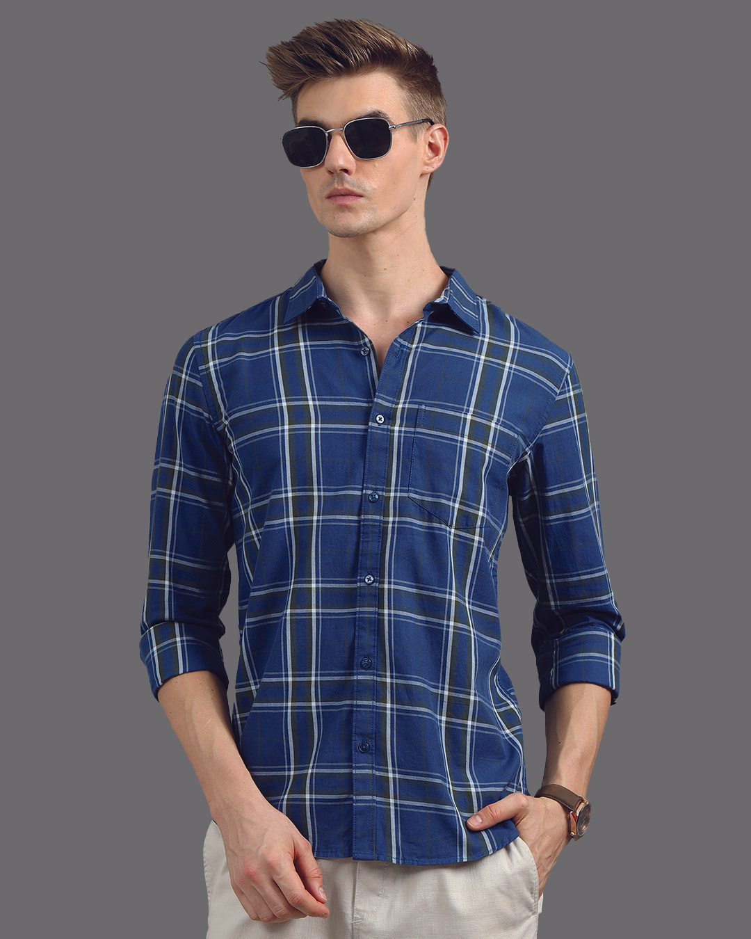 Buy Men's Ocean Blue Checked Shirt Online at Bewakoof