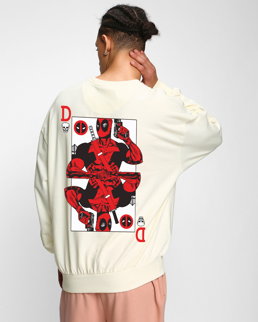 Buy Mens Off White King Deadpool Graphic Printed Oversized Sweatshirt