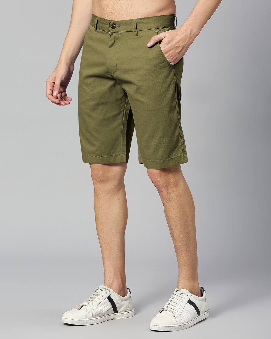 Buy Men's Olive Green Slim Fit Shorts Online at Bewakoof