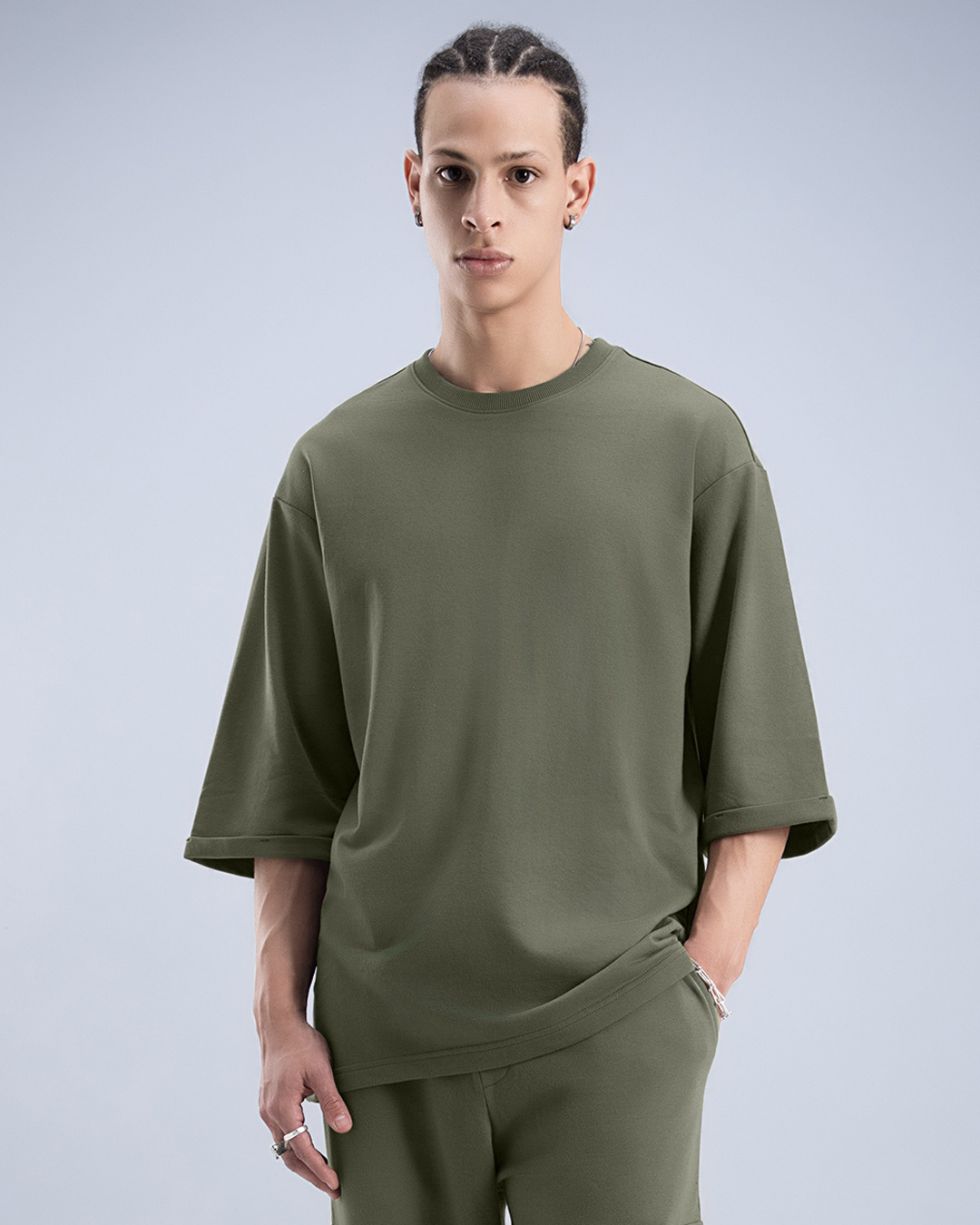 Buy Men's Olive Super Loose Fit T-shirt Online at Bewakoof