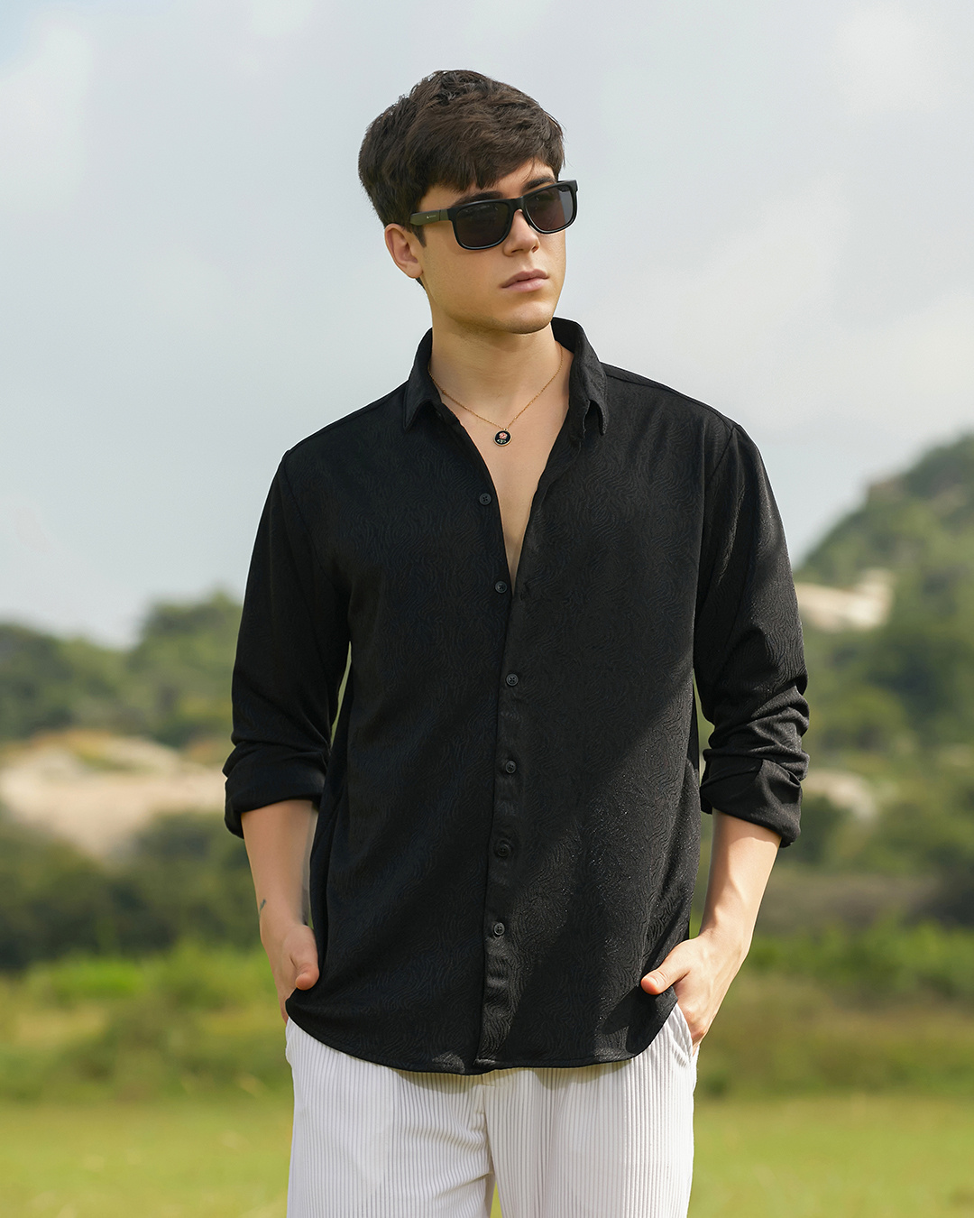 Buy Men's Onyx Black Textured Shirt Online at Bewakoof