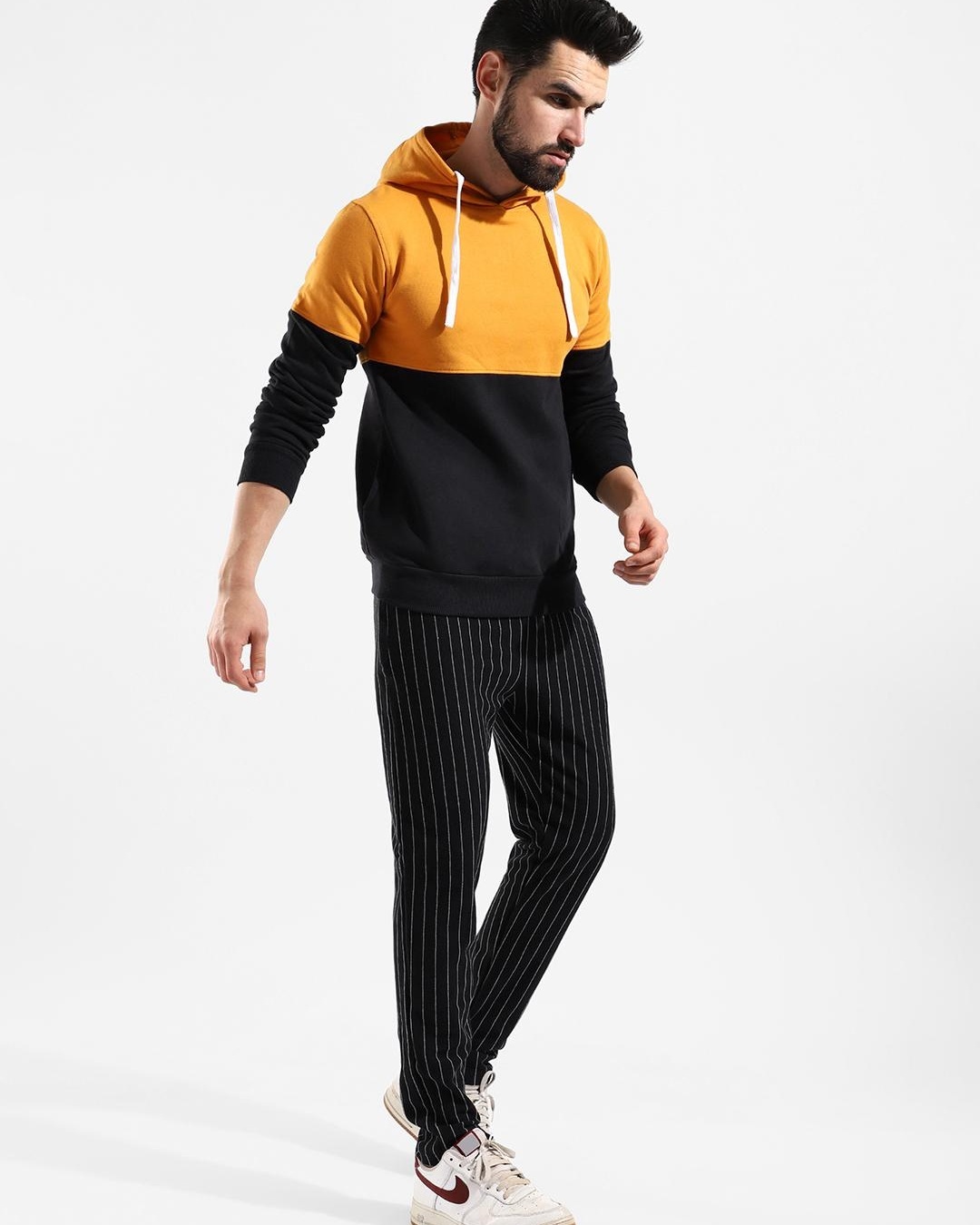 Buy Men's Orange & Black Color Block Tracksuit Online in India at Bewakoof
