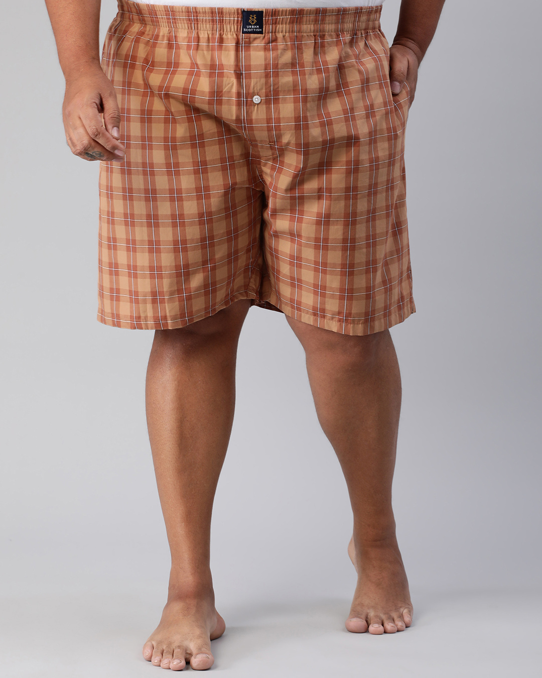 Buy Men's Rust Orange Checked Plus Size Boxers Online in India at Bewakoof