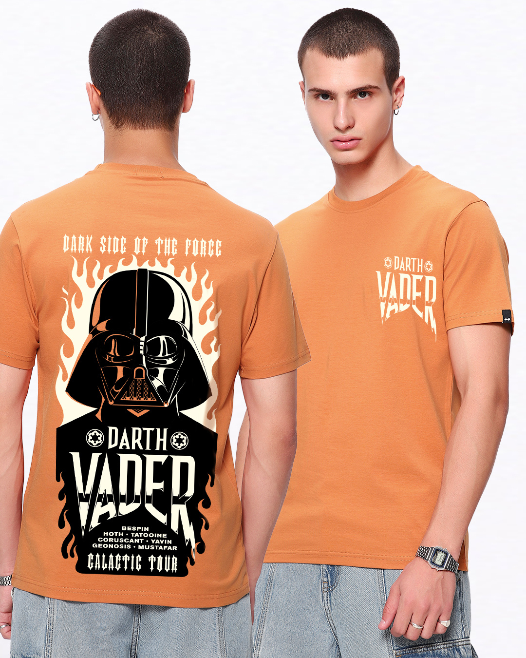 Buy Men's Orange Darth Vader Graphic Printed T-shirt Online at Bewakoof