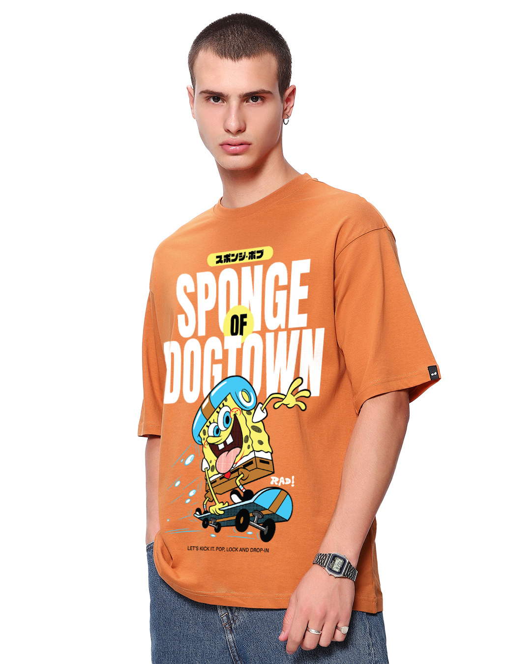 Buy Men's Orange Dopey Sponge Graphic Printed Oversized T-shirt Online ...