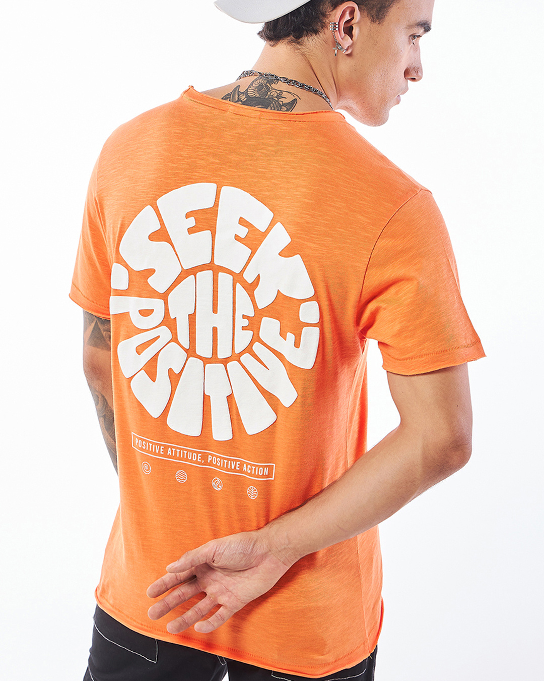 Buy Men's Orange Peace Seeker Graphic Printed T-shirt Online at Bewakoof