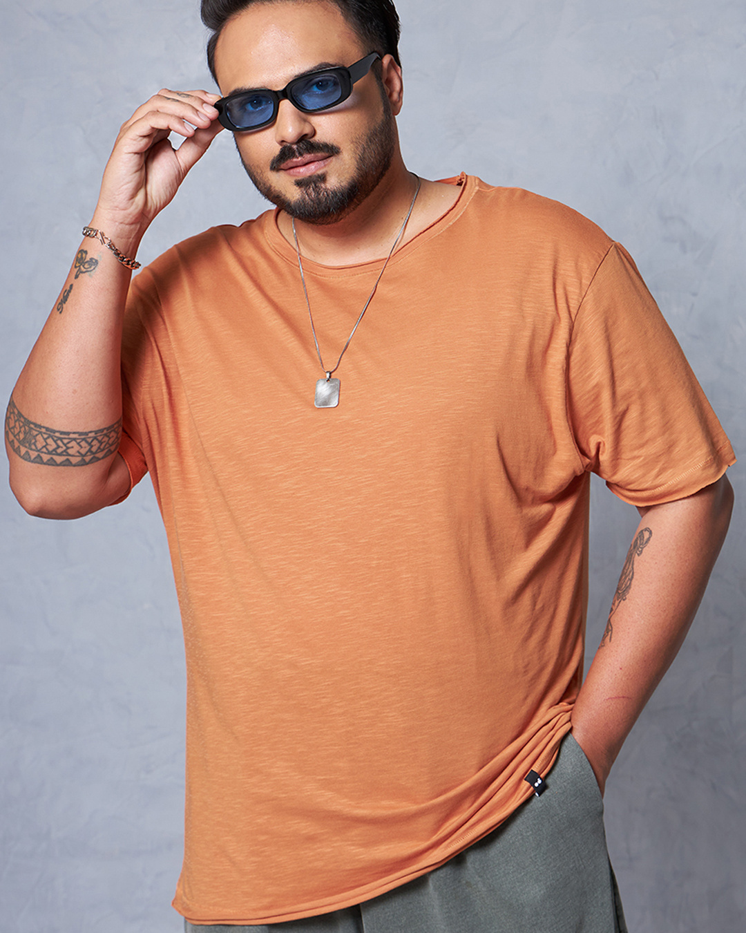 Buy Men's Orange Plus Size T-shirt Online at Bewakoof