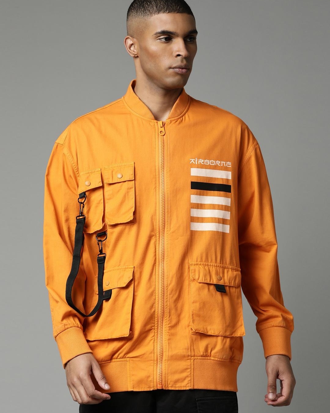 Buy Men's Orange Printed Oversized Jacket Online at Bewakoof