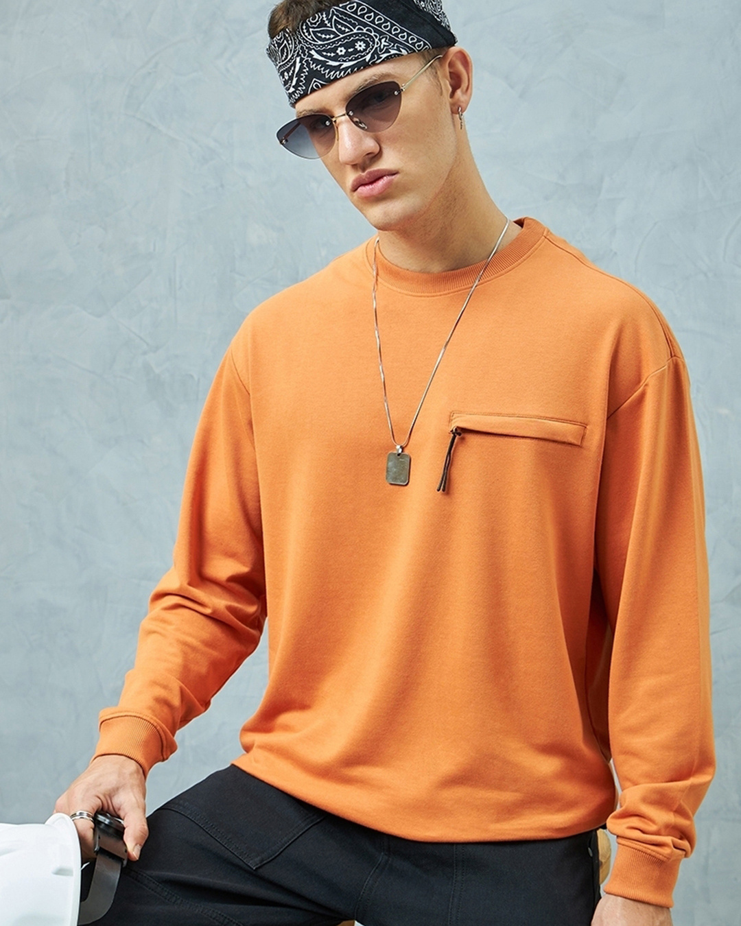 Buy Men's Orange Super Loose Fit T-shirt Online at Bewakoof