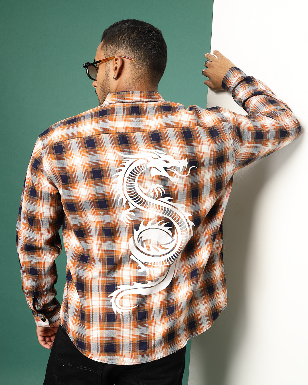 Buy Men's Orange & White Checked Oversized Shacket Online at Bewakoof