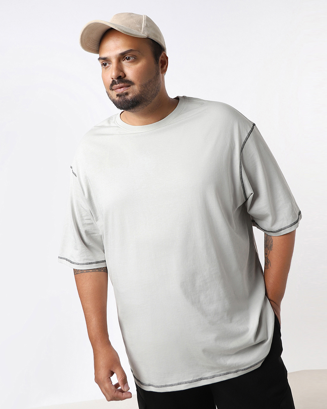 Buy Men's Vapour Blue Oversized Plus Size T-shirt Online at Bewakoof