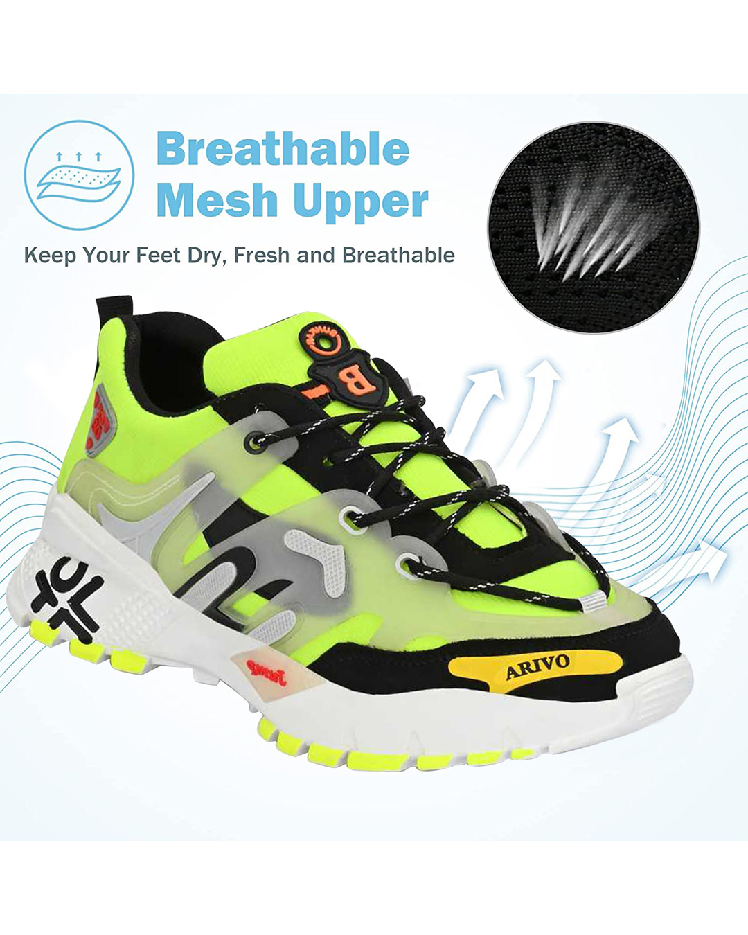 Buy Men's Parrot Green Color Block Casual Shoes Online in India at Bewakoof