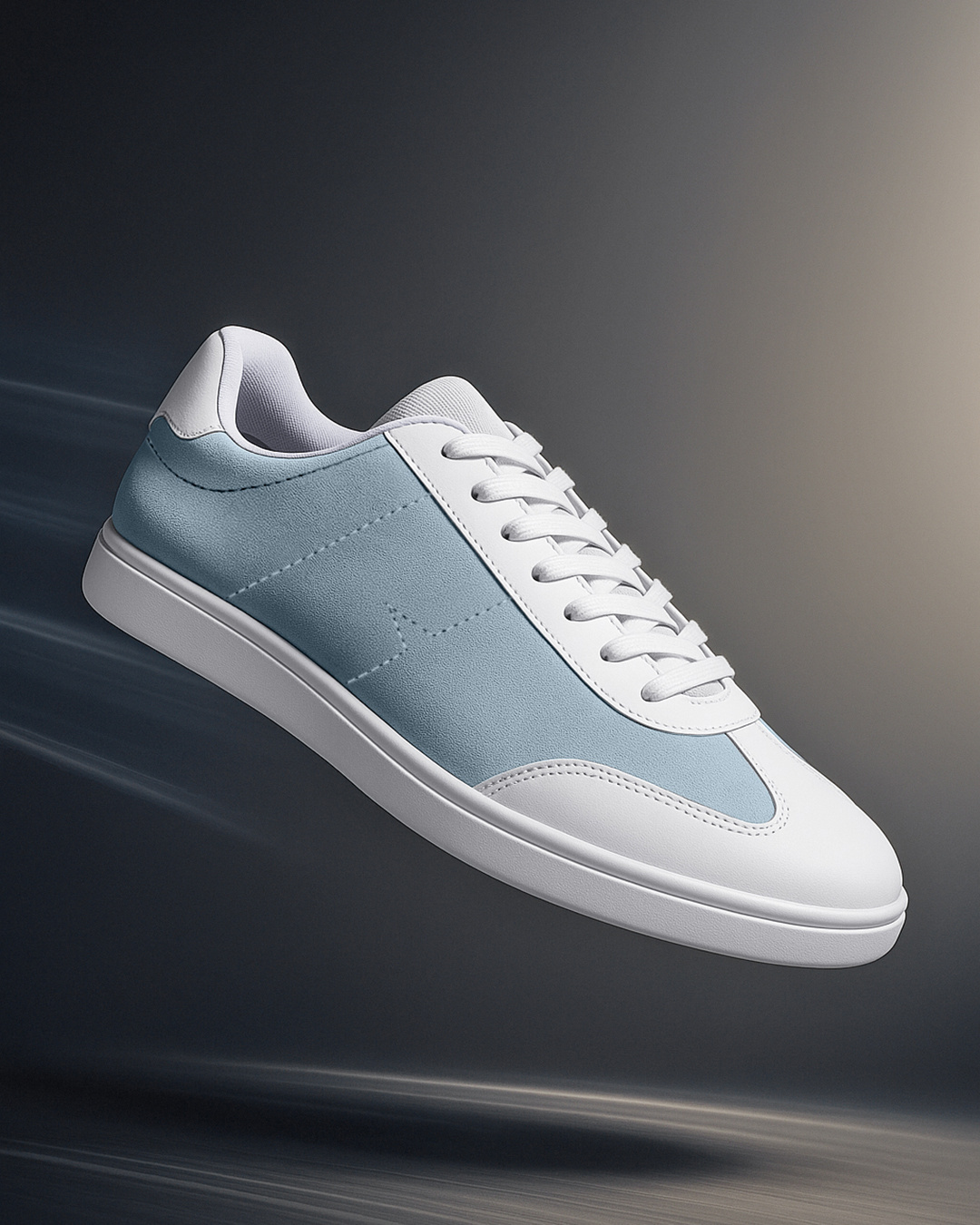 Buy Men's Pastel Blue & White Color Block Low-Top Sneakers Online in ...