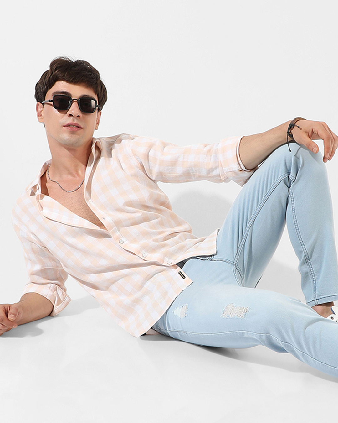 Buy Men's Peach Checked Shirt Online at Bewakoof