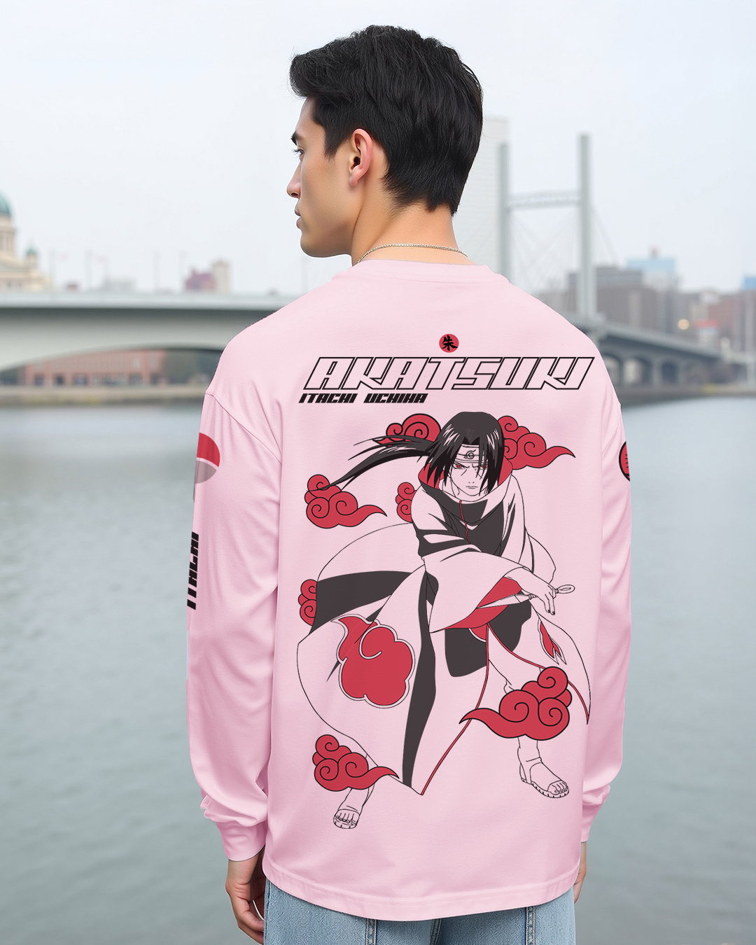 Buy Men's Pink Akatsuki Itachi Graphic Printed Oversized T-shirt Online ...
