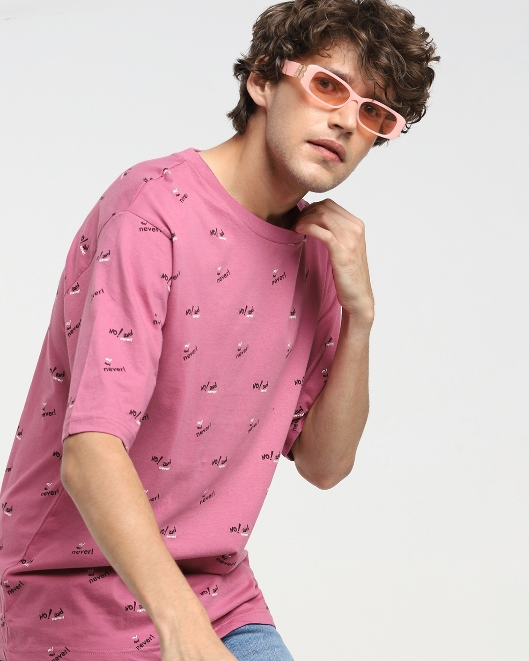 Buy Men's Pink AOP Oversized T-shirt Online at Bewakoof