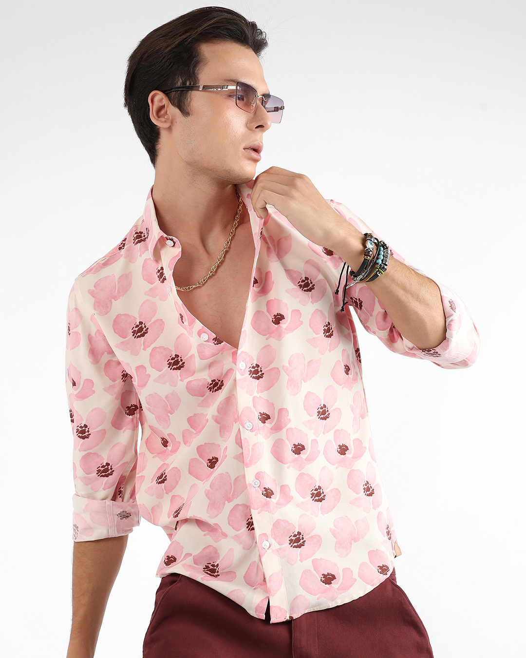 Buy Men's Pink All Over Floral Printed Shirt Online at Bewakoof