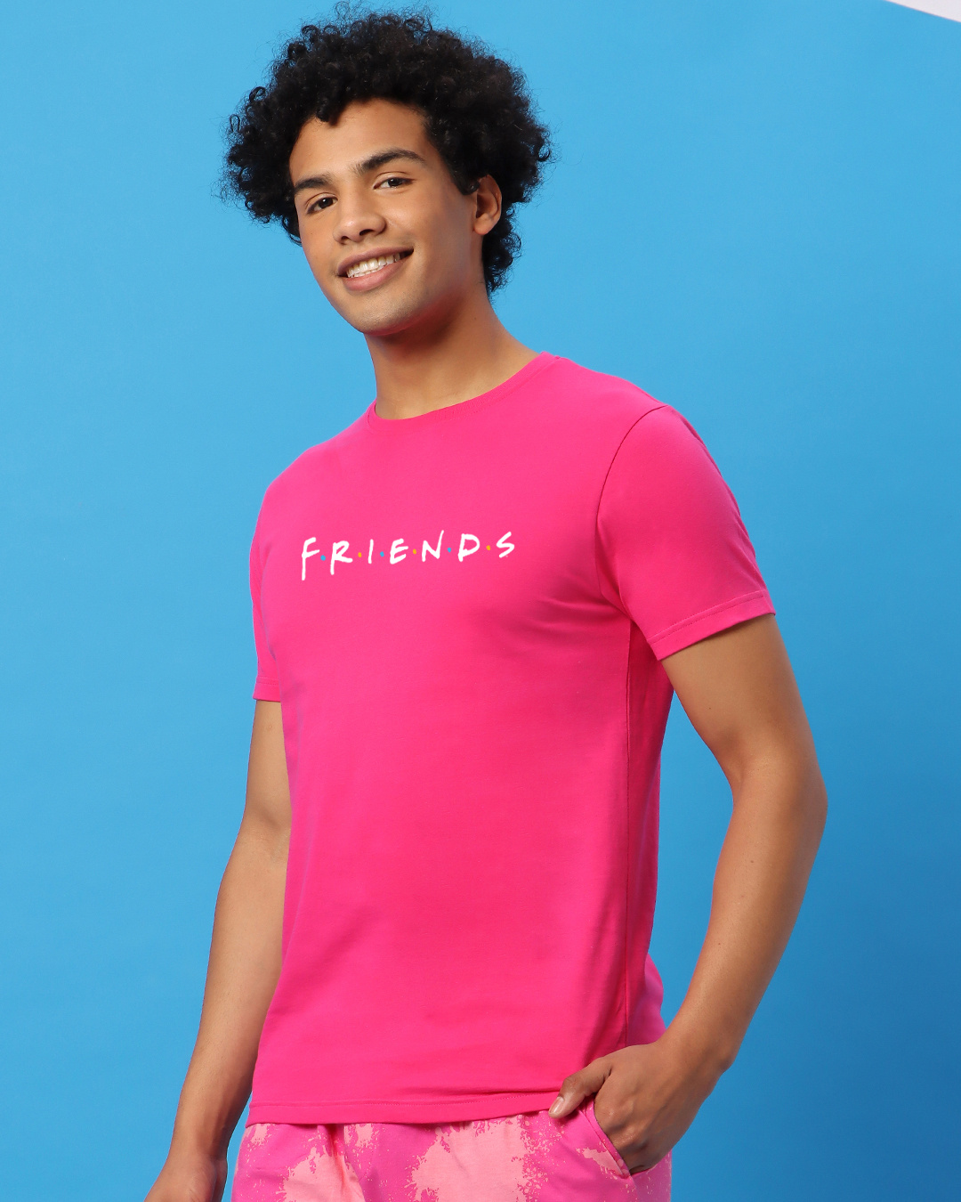 Buy Men's Pink Friends logo (FRL) T-shirt Online at Bewakoof