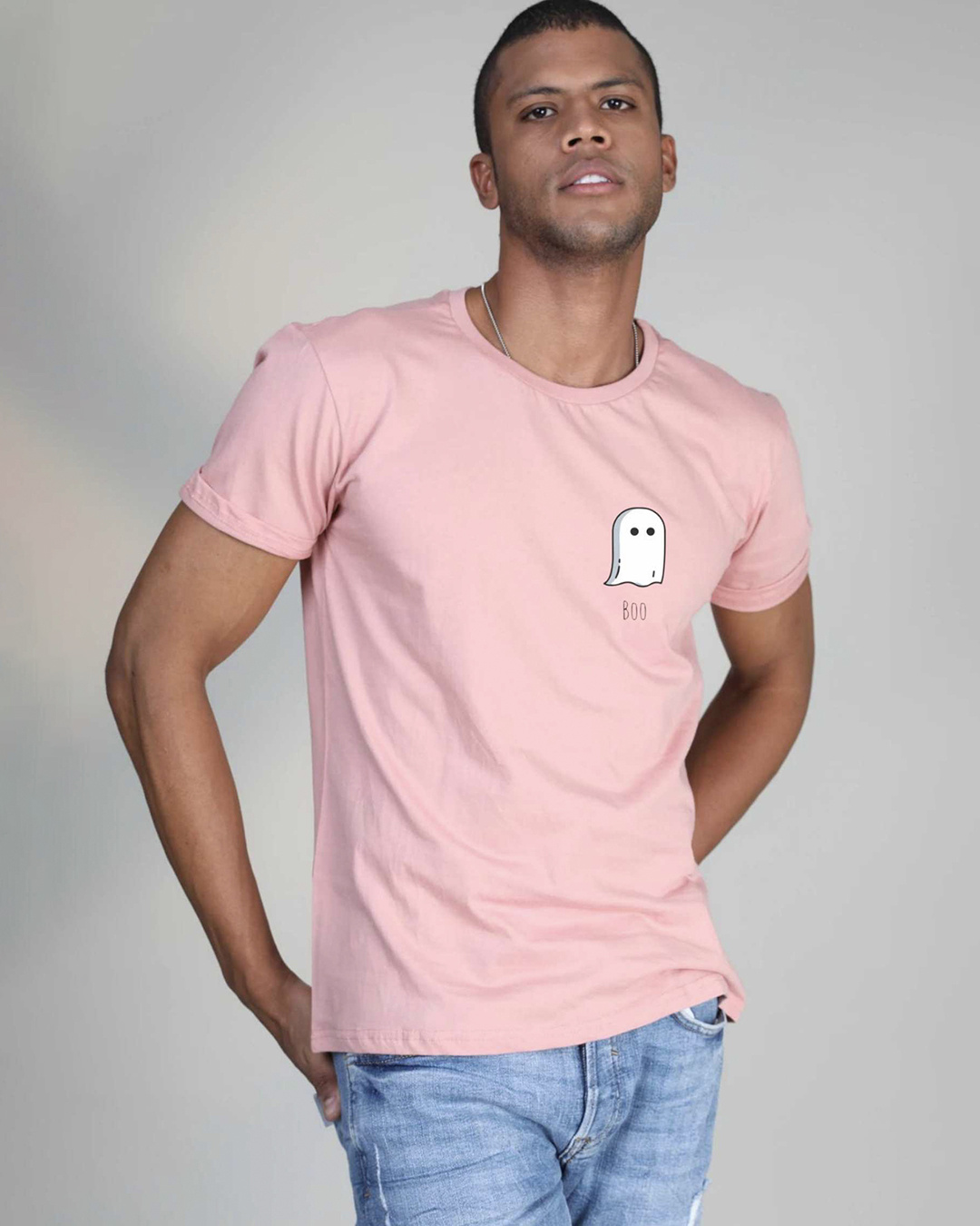 Buy Men's Pink Boo Graphic Printed T-shirt Online at Bewakoof