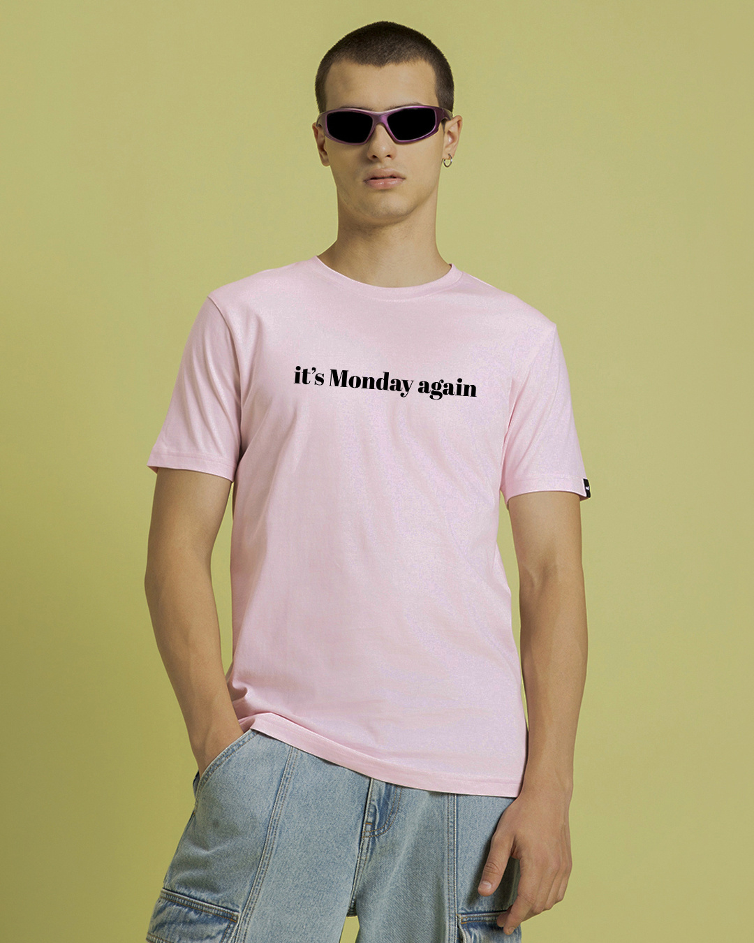 Buy Men's Pink It's Monday Again Graphic Printed T-shirt Online at Bewakoof