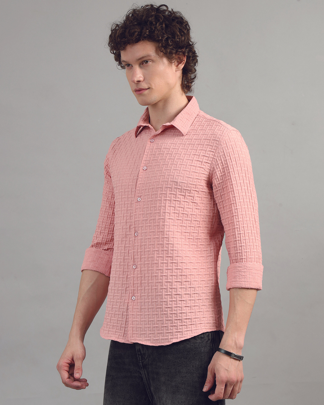 Buy Men's Pink Textured Shirt Online at Bewakoof
