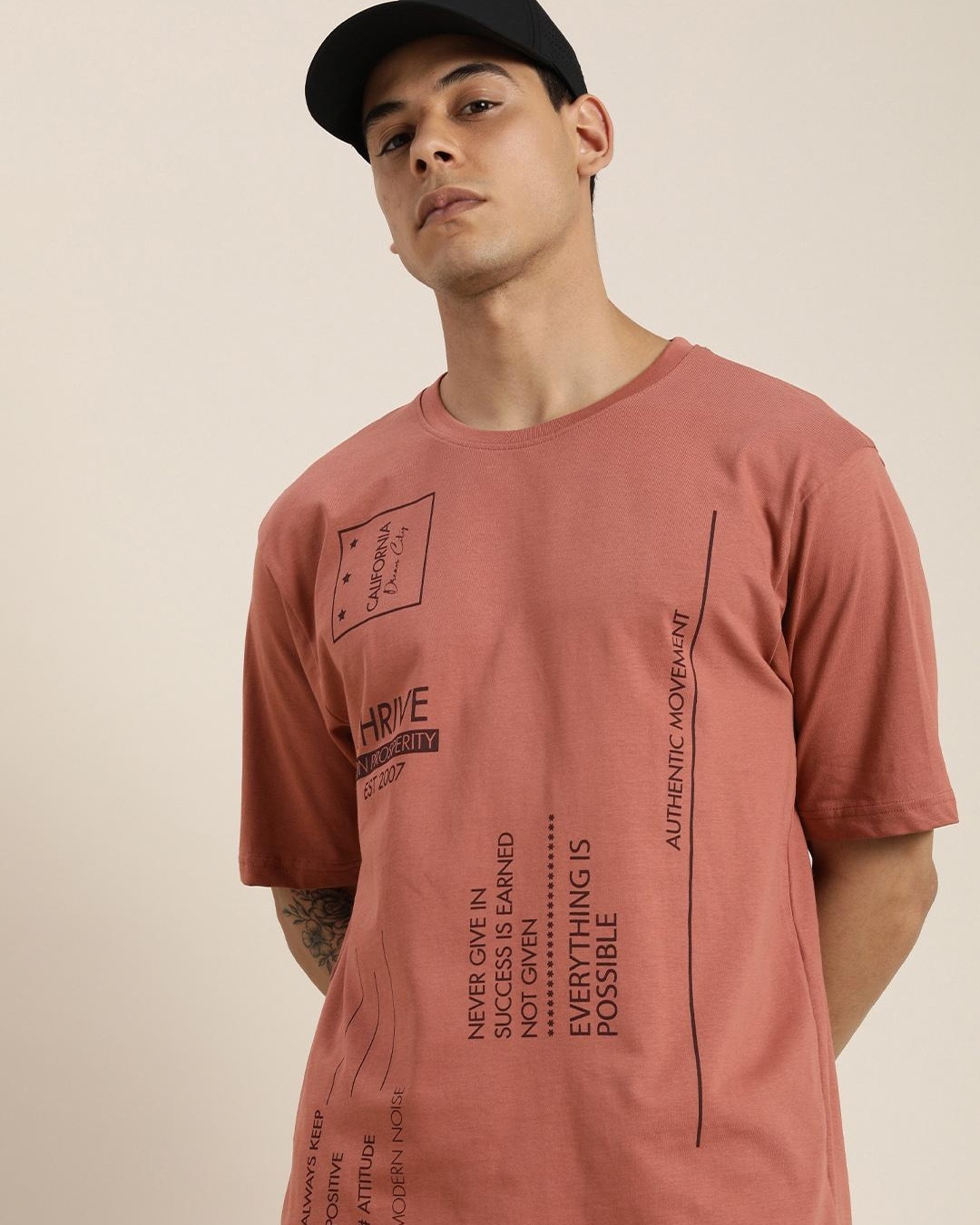 Buy Men's Pink Thrive Typography Oversized T-shirt Online at Bewakoof Buy Men's Pink Thrive Typography Oversized T-shirt Online at Bewakoof