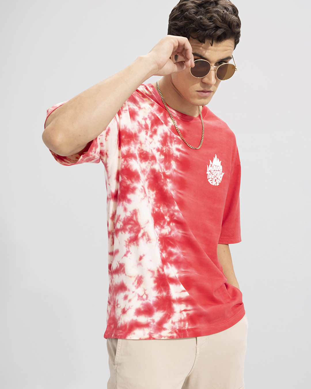 Buy Mens Pink Tie And Dye Oversized T Shirt Online At Bewakoof