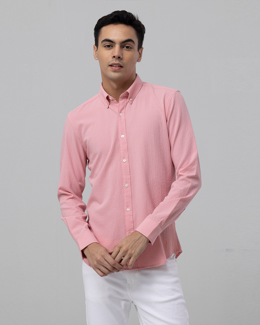 Buy Men's Pink Wrinkle Crush Slim Fit Shirt Online at Bewakoof