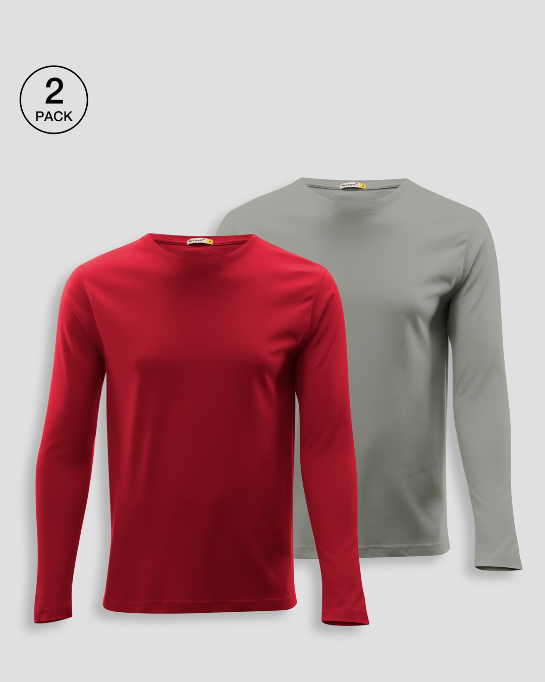 Buy Pack of 2 Men's Red & Grey T-shirt Online at Bewakoof