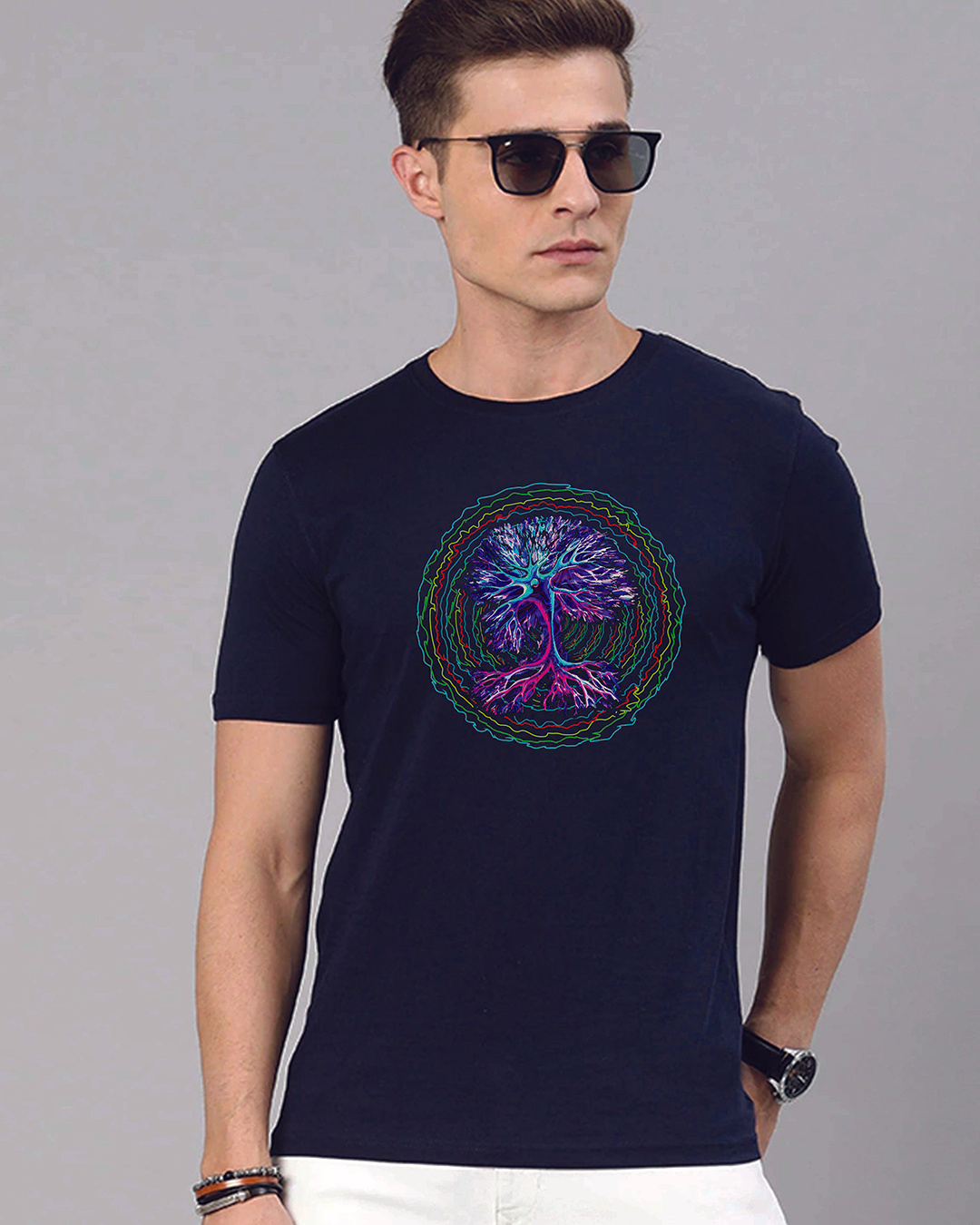 Buy Men's PSY Tree Premium Cotton T-shirt for Men Blue Online at Bewakoof