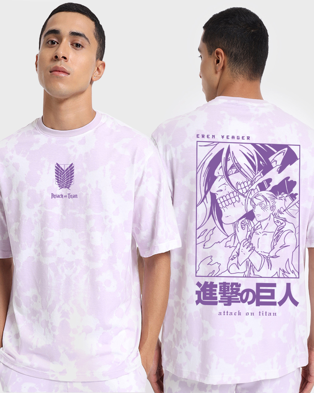 Buy Men's Purple AOT- Founding Titan Graphic Printed Oversized T-shirt ...