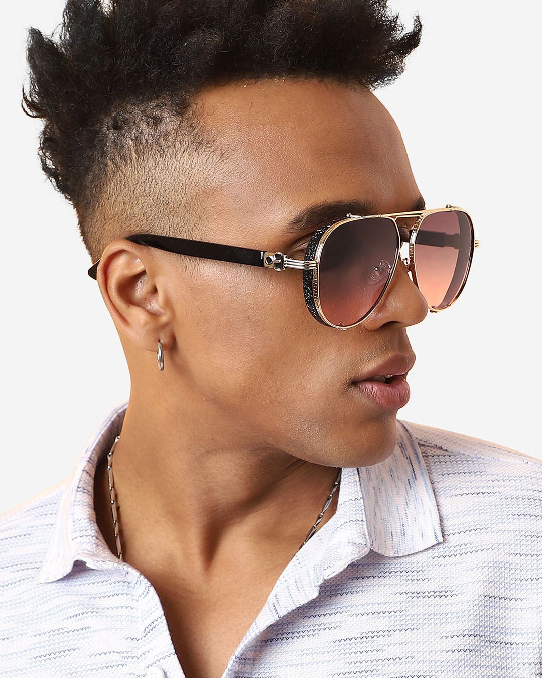 Buy Men's Purple & Pink Aviator Polarised Lens Gradient Sunglasses ...