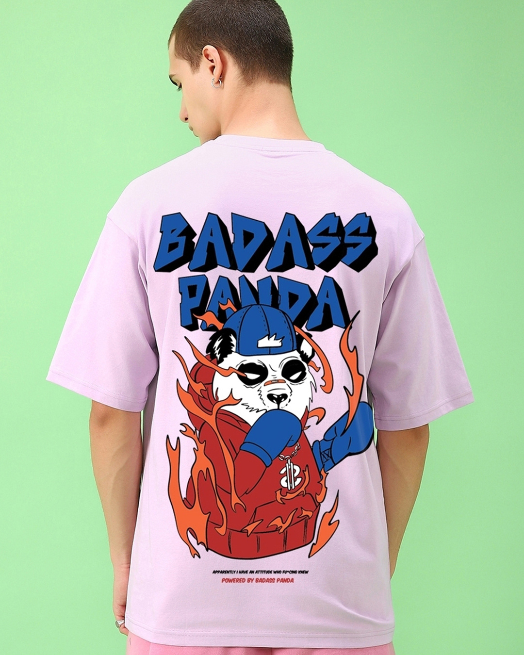 Buy Men's Purple Badass Panda Graphic Printed Oversized T-shirt Online ...